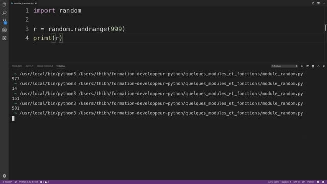 Quelques modules et fonctions - Le module random