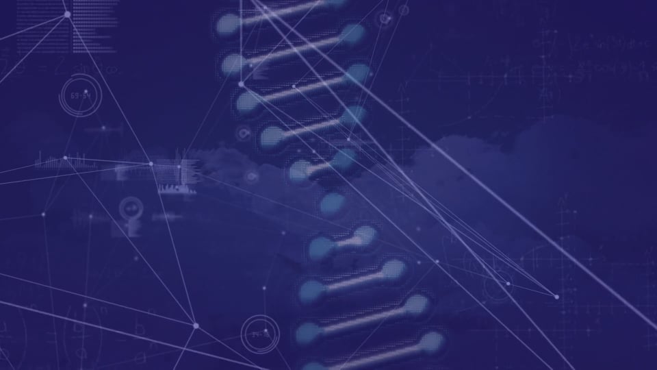 Animation Of Dna Strand Spinning Over Network Of Connections And Data Processing Video From