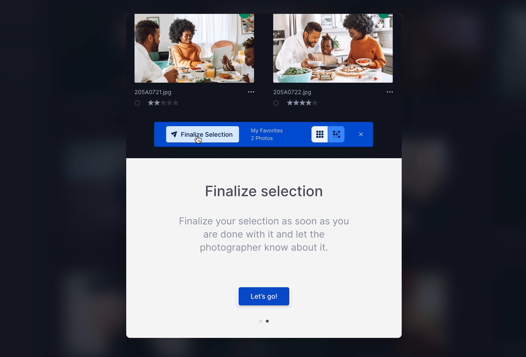 Finalize your selection on Vimeo