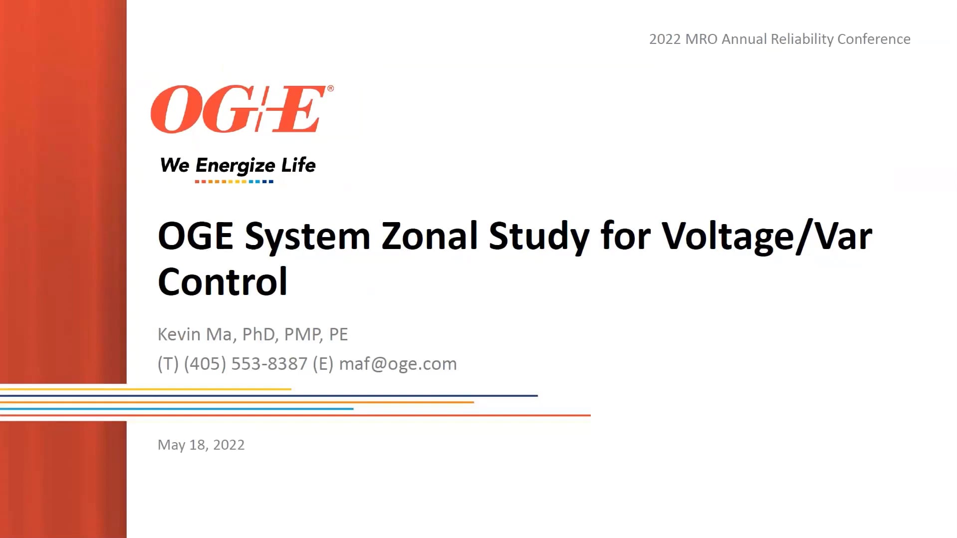 OGE System Zonal Study for Voltage/VAR Control by Dr. Kevin Ma on Vimeo