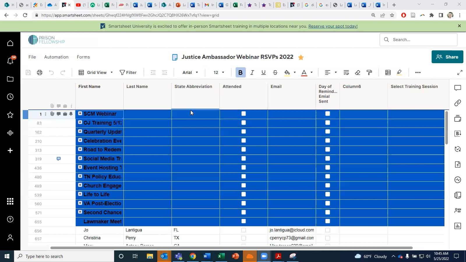 how to change the JAPSE regions in Smartsheet on Vimeo