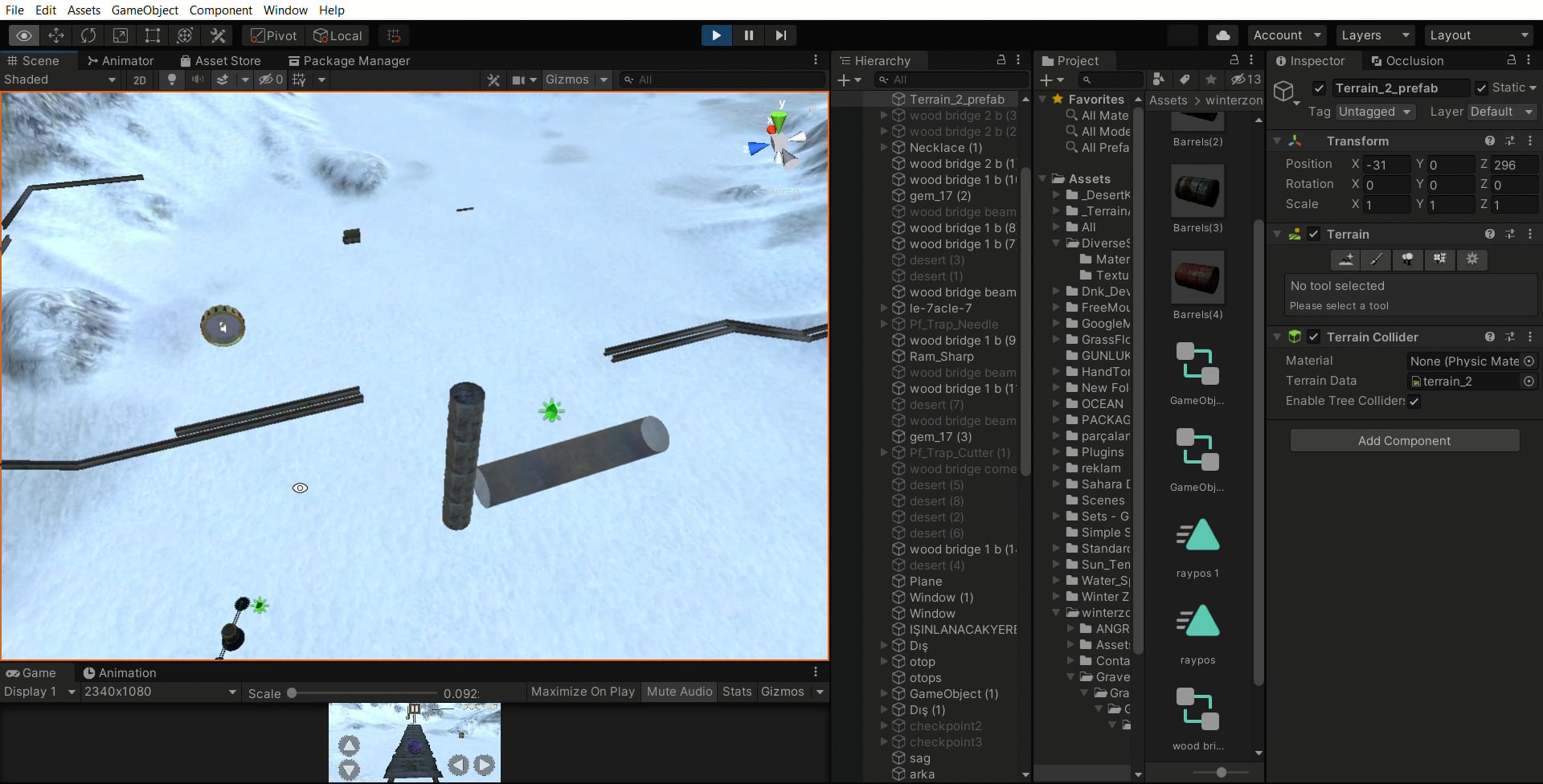 My project (1) - unityTerrain_2_sunny_demo - Android - Unity 2020.3.33f1 Personal_ _DX11_ 2022 ...
