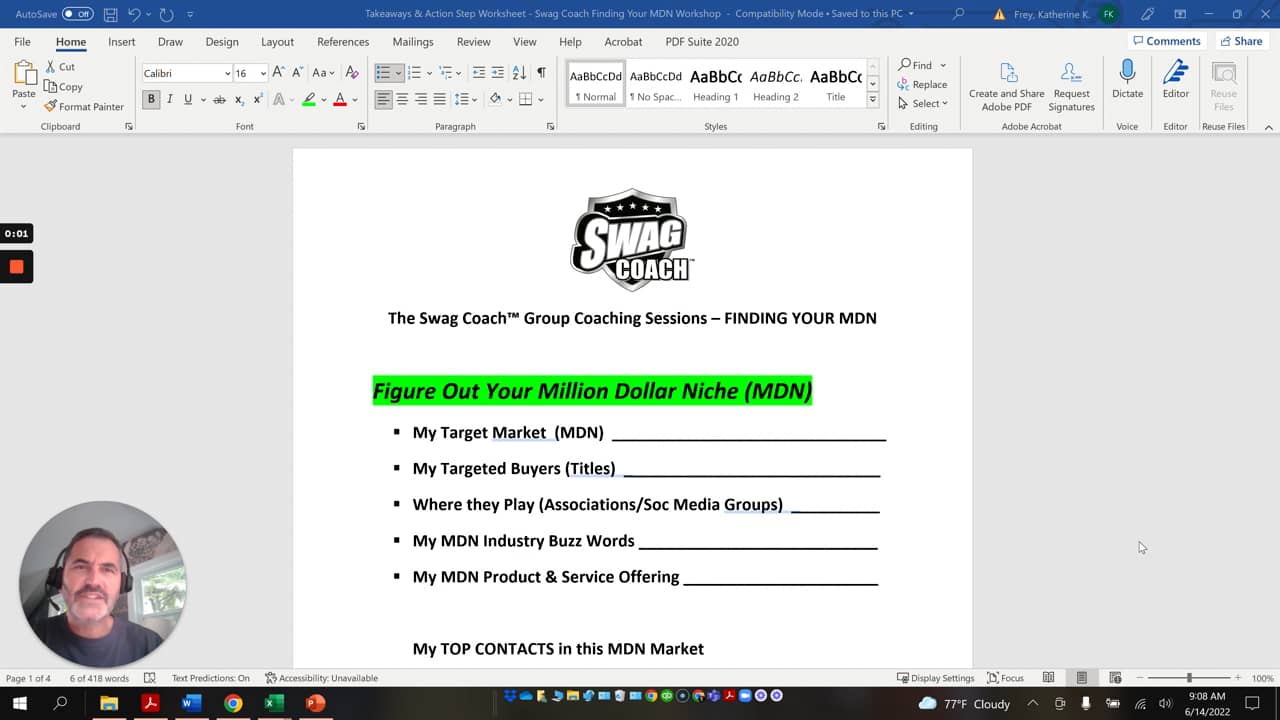 2022/06/13 - Filling Out Your Next Steps Worksheet - Swag Coach Finding ...
