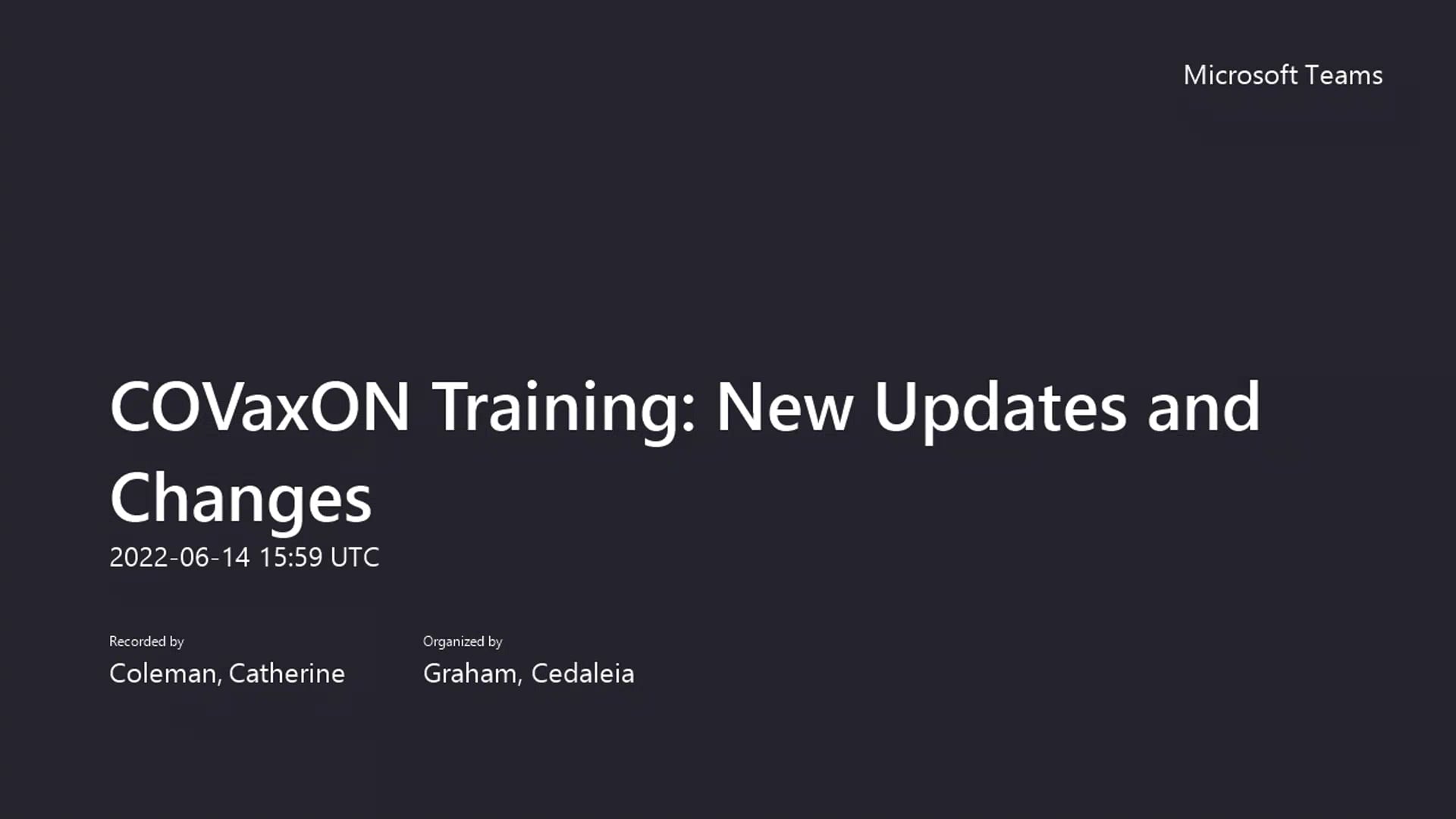 COVaxON Training: New Updates and Changes (June 14, 2022) on Vimeo