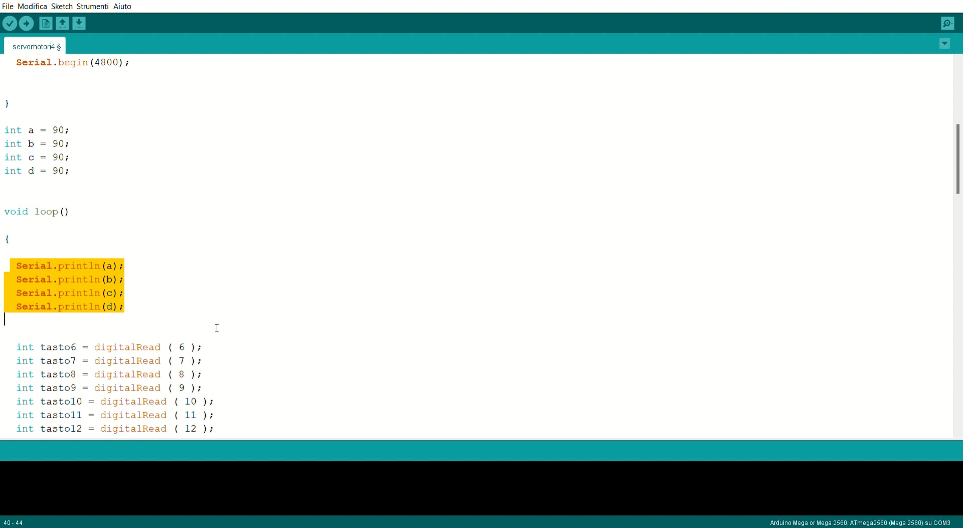 servomotori4 _ Arduino 1.8.19 (Windows Store 1.8.57.0) 2022-06-16 19-44 ...