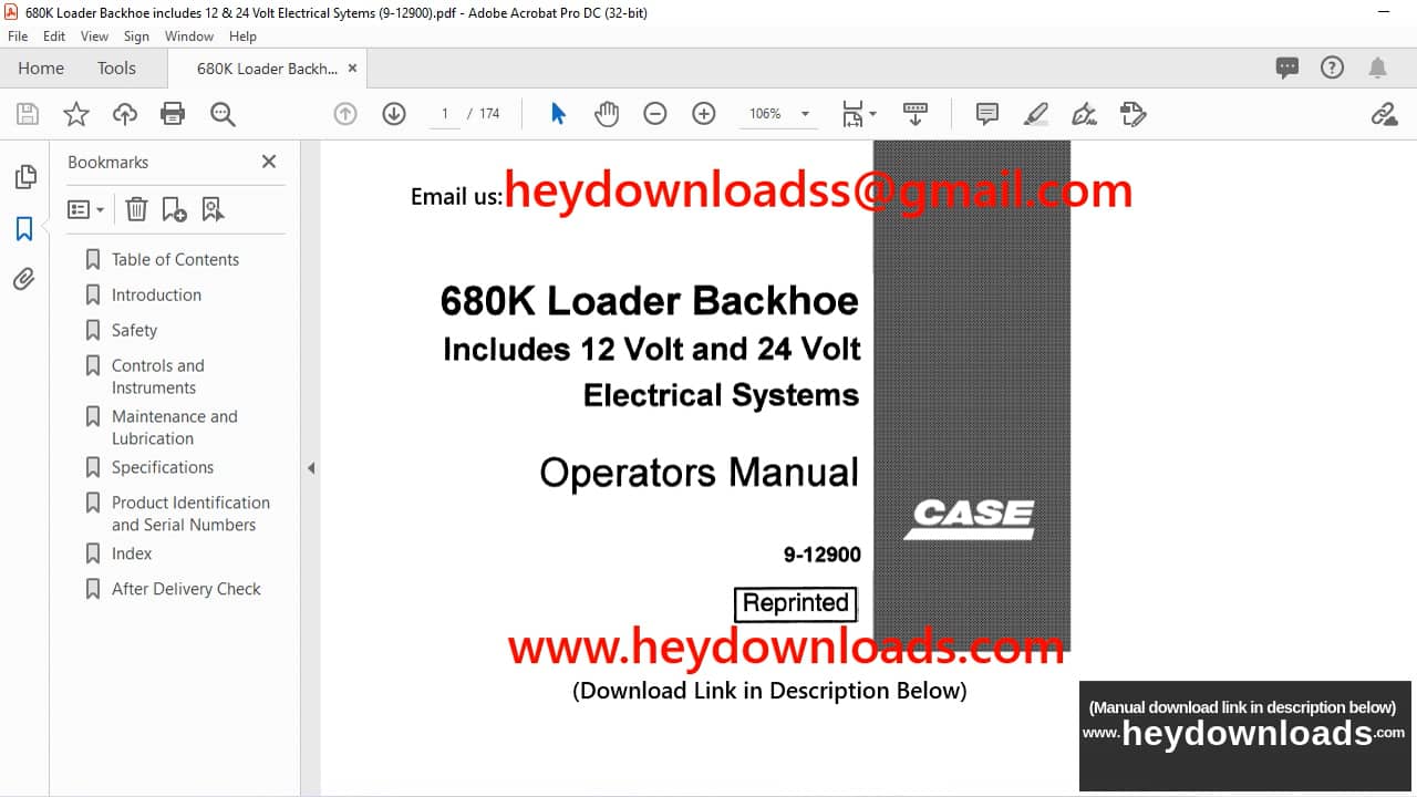Case 680K Loader Backhoe 12V & 24V Electrical Systems Operators Manual ...