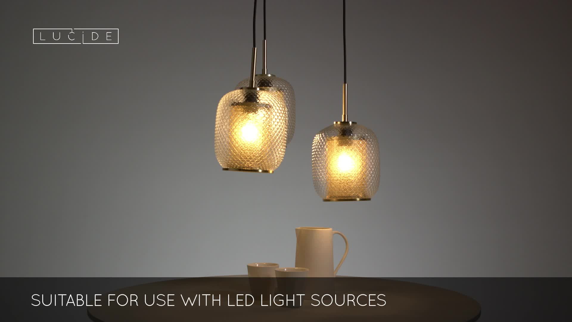 Lucide AGATHA - Pendant light - Ø 35 cm - 3xE27 - Matt Gold / Brass (03433/03/02-EN) on Vimeo