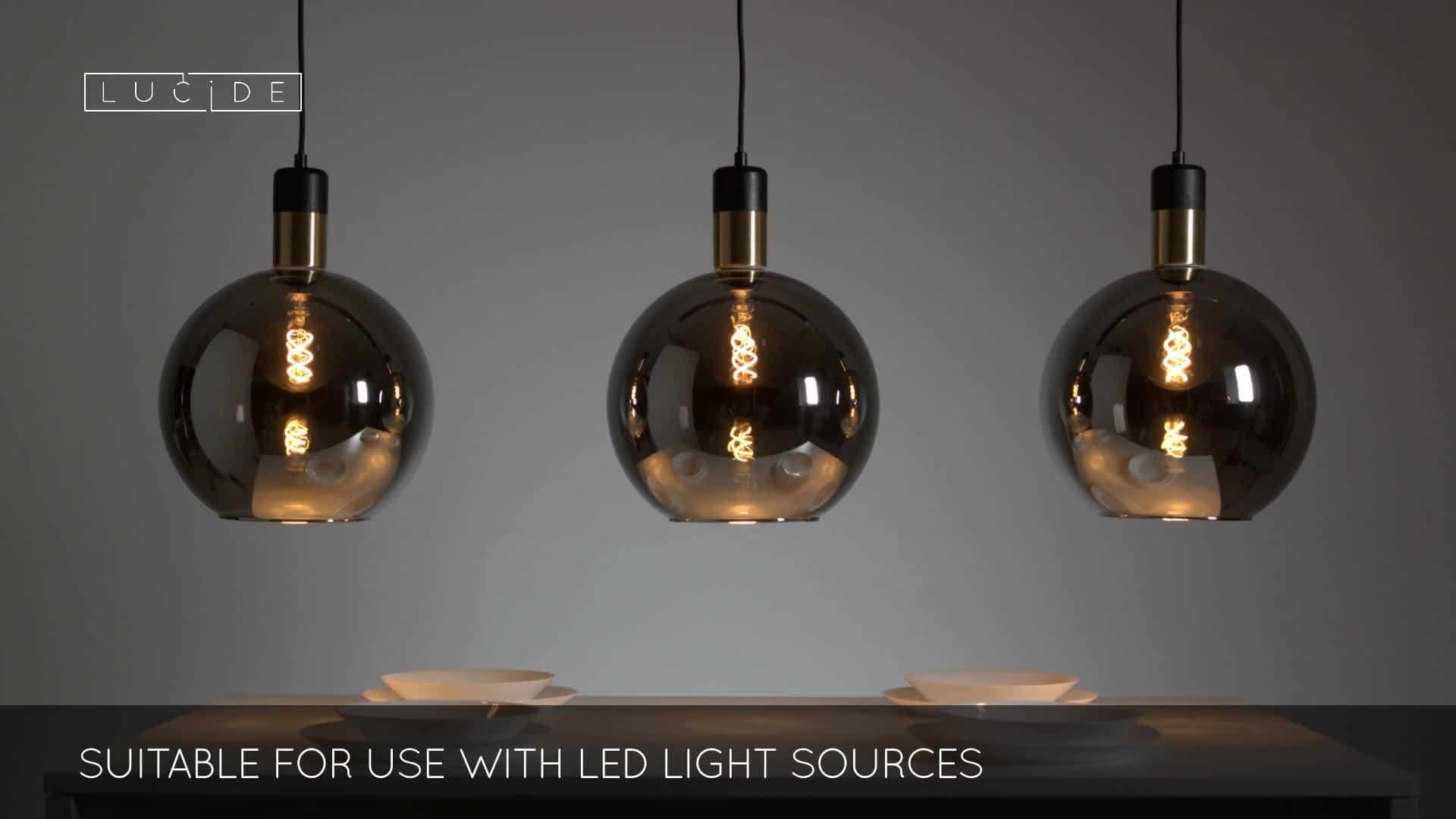 Lucide JULIUS - Pendant light - 3xE27 - Smoke Grey (34438/03/65-EN) on ...