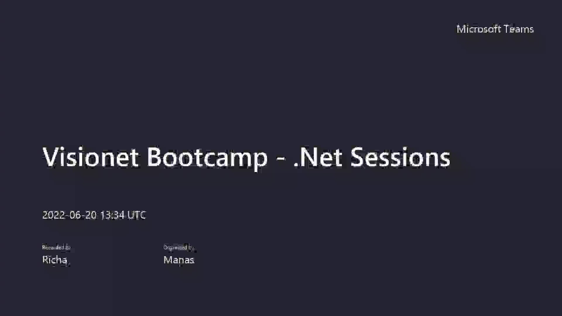 Visionet Bootcamp - Net Sessions-20220620-Recording on Vimeo