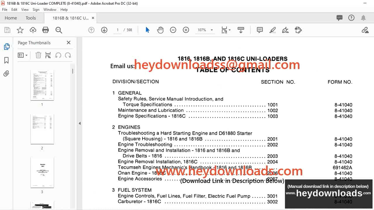 Case 1816 1816B & 1816C Uni-Loaders Service Manual 8-41040 - PDF ...