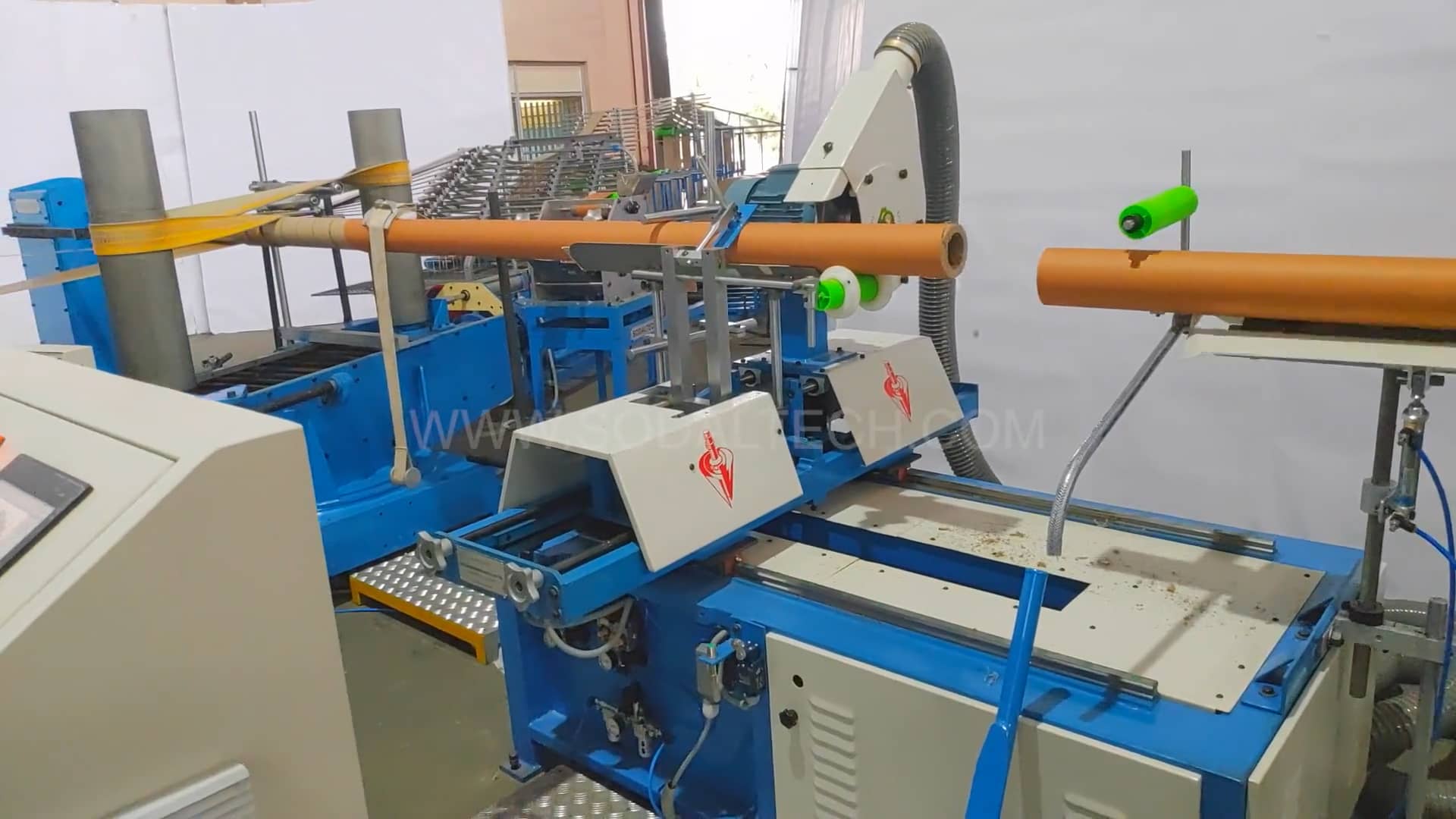 SPIRAL PAPER CORE / TUBE PRODUCTION LINE WITH ROUGH CUTTER (ULTRA HEAVY ...