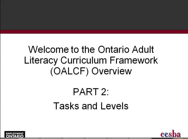 PART 2C: OALCF Curriculum Framework: Tasks and Levels on Vimeo
