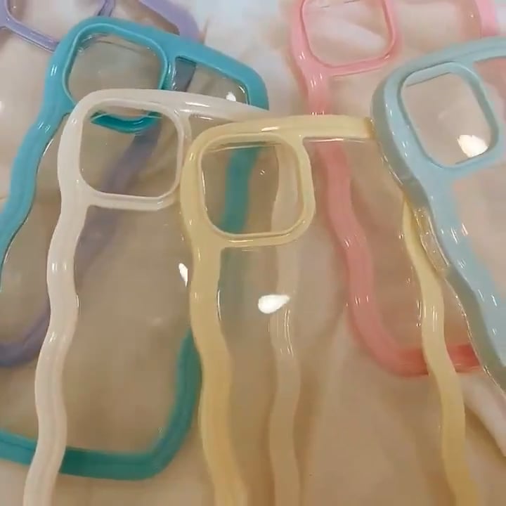 ₱95 _simple_macaron_wave_frame_phone_case_compatible_for_i_phone131211 ...