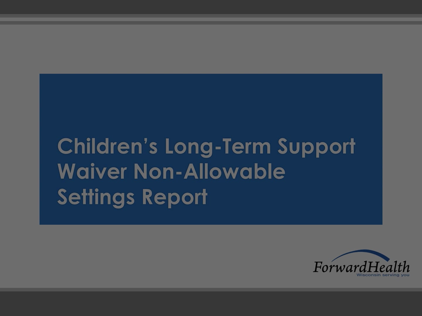 CLTS Waiver Non-Allowable Settings Report on Vimeo