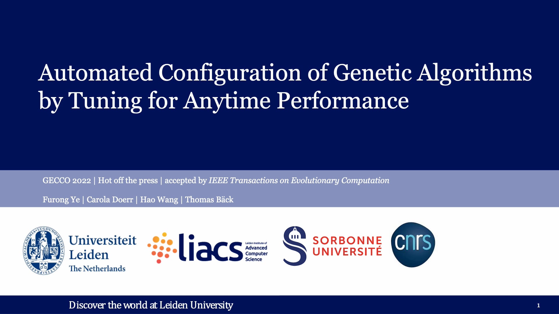 Automated Configuration of Genetic Algorithms by Tuning for Anytime Performance on Vimeo