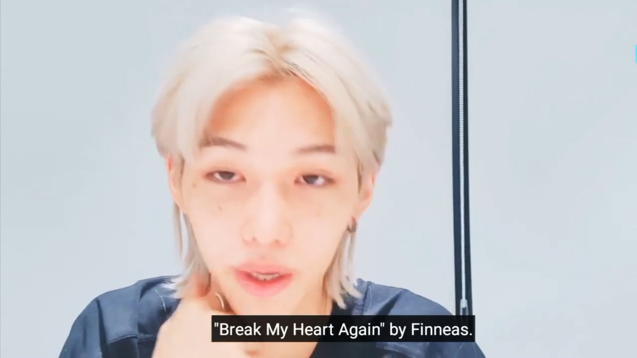 Stray Kids Felix singing and talking about _Break My Heart Again_ by ...