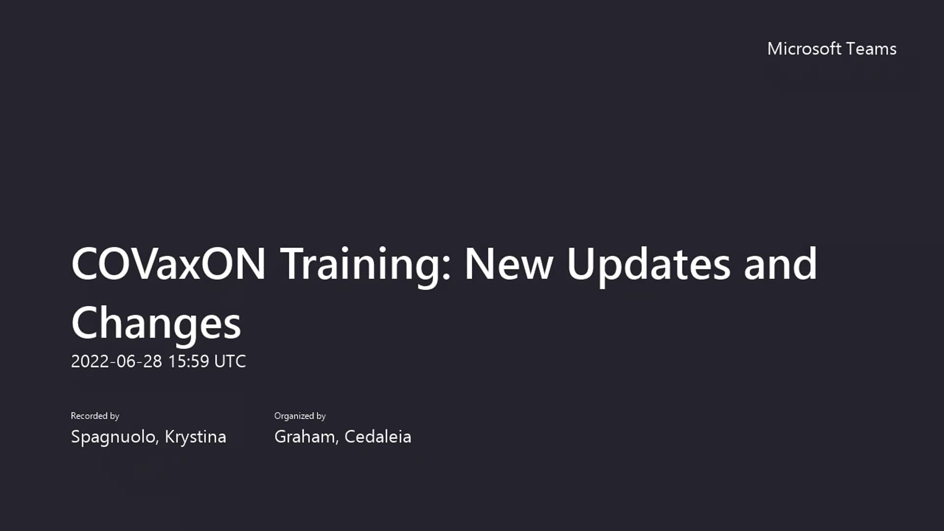 COVaxON Training: New Updates and Changes (June 28, 2022) on Vimeo