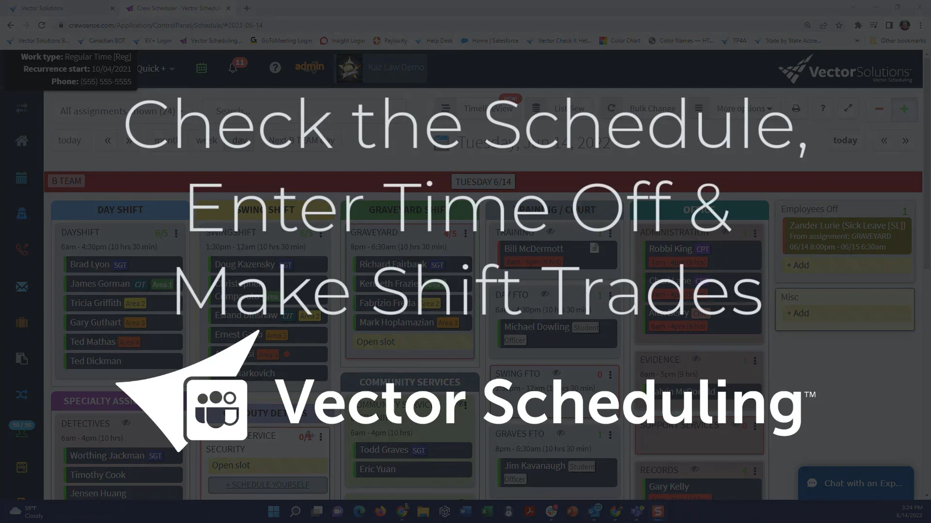 Vector Scheduling - Check the Schedule, Enter Time Off & Make Shift Trades