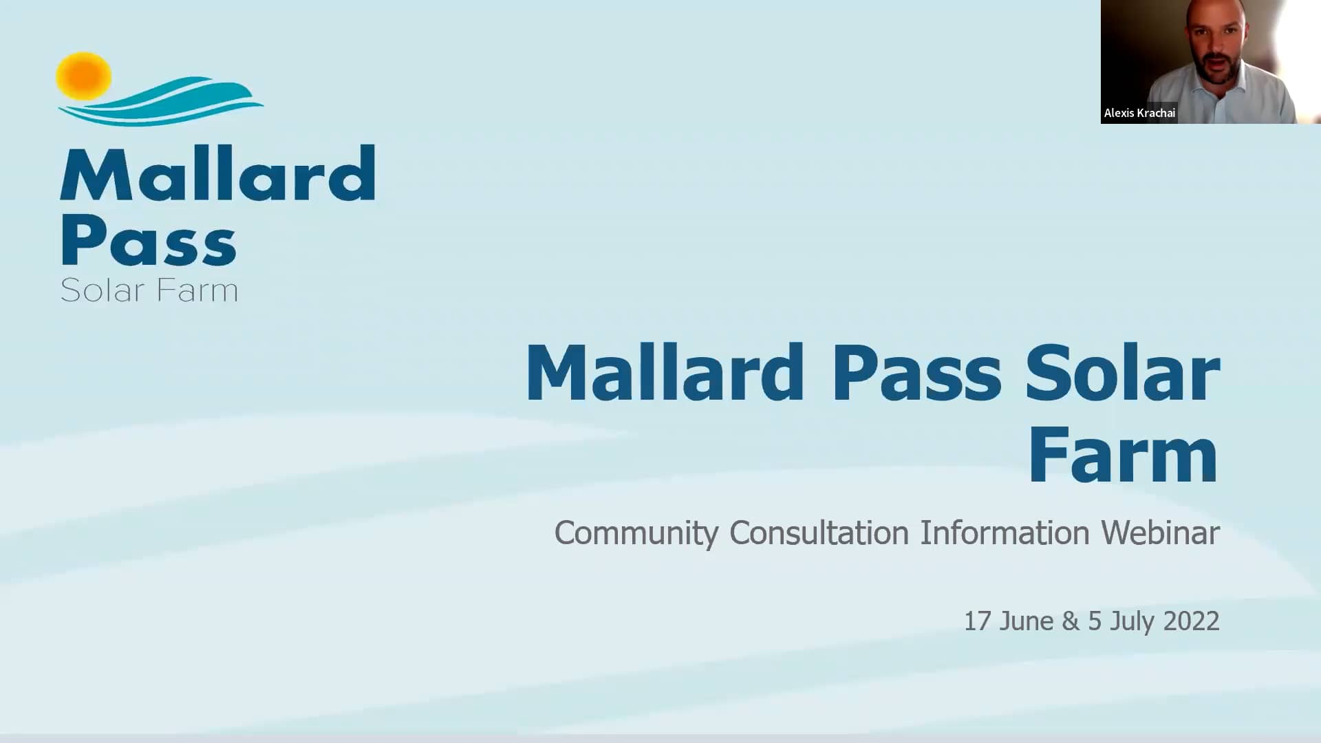 Mallard Pass Solar Farm Community Webinar - Stage Two - 17/06/2022 on Vimeo
