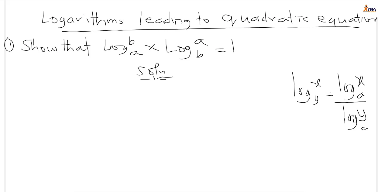 Lecture 7 Logarithms leading to quadratic equations.mp4 on Vimeo