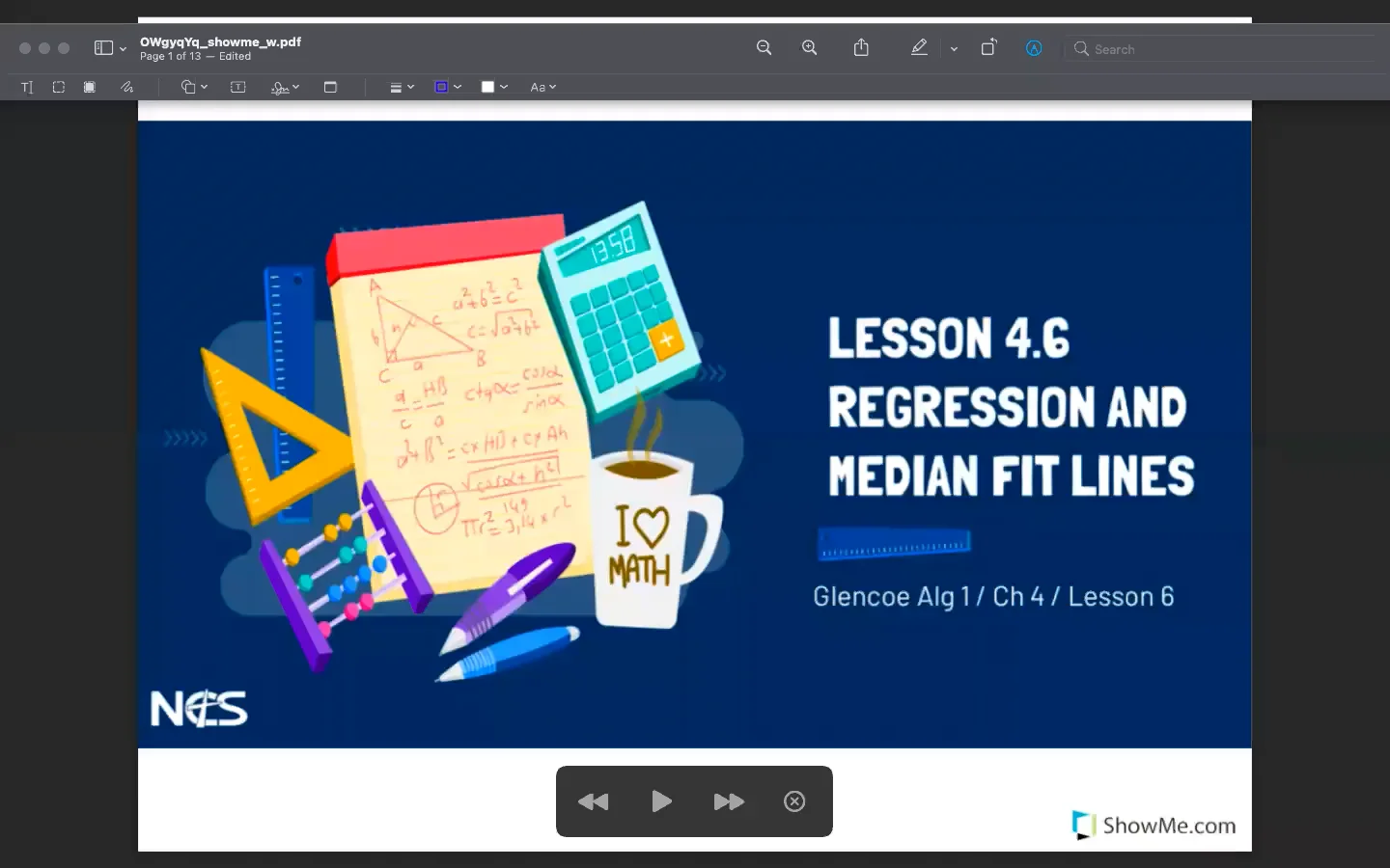 Alg 1 | Lesson 4.6-2 Median Fit Lines on Vimeo