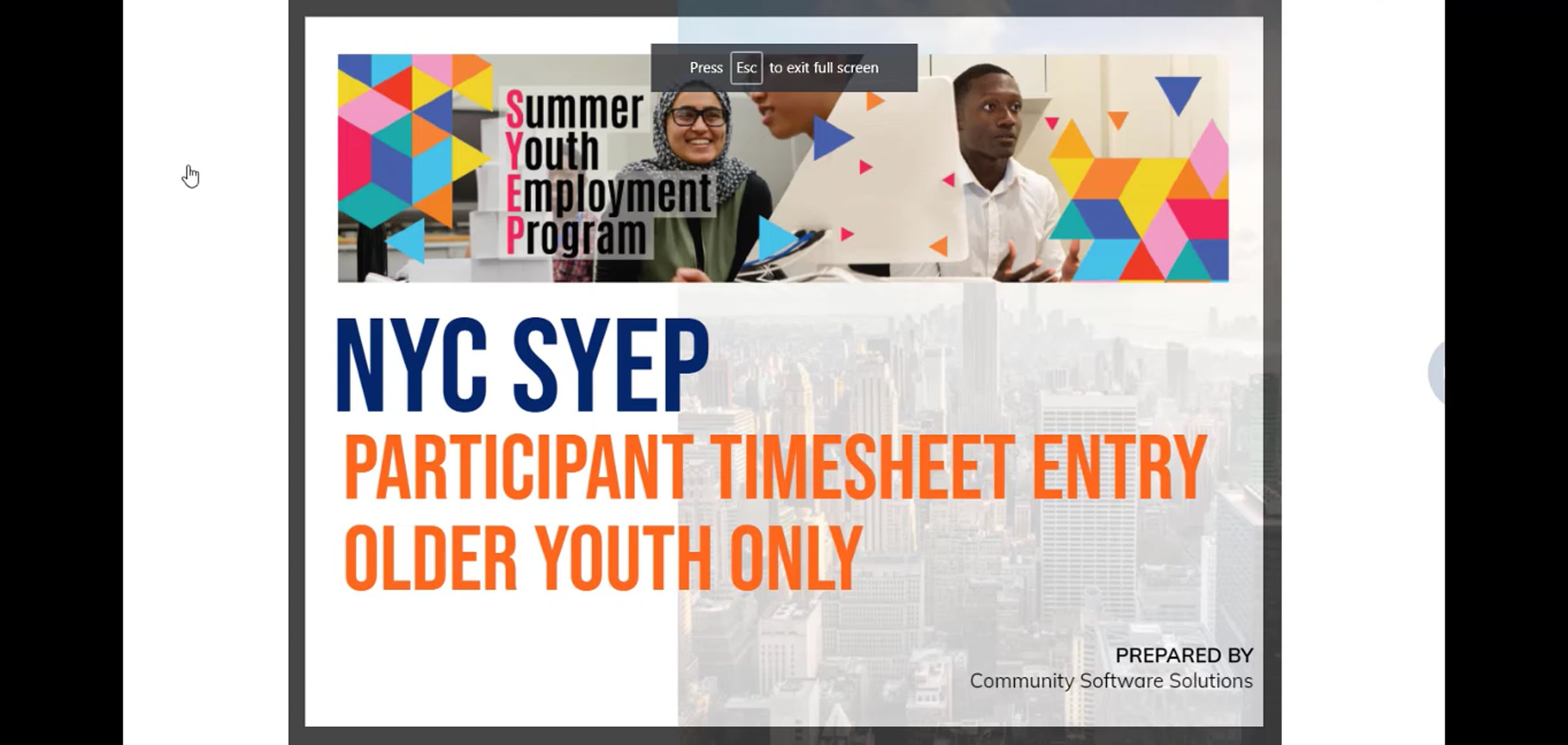 NYC SYEP Participant Timesheet Entry