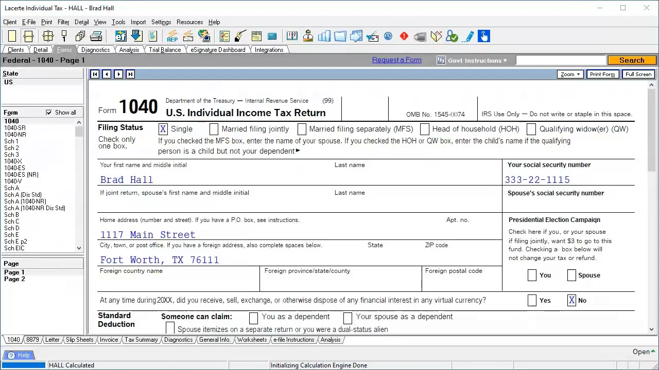 Intuit - Lacerte - Create a Simple 1040 Return