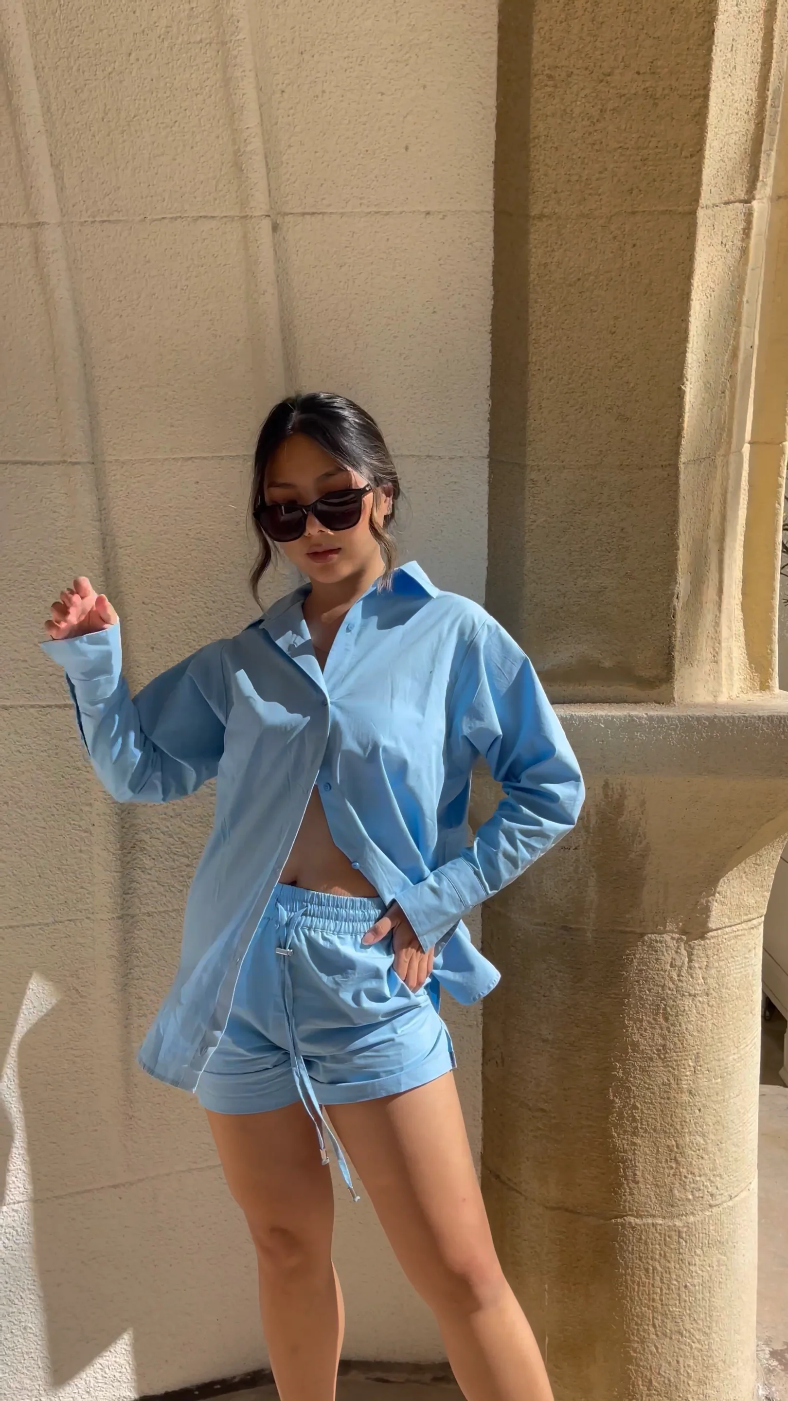 POPLIN SHIRT IN CYAN Cora Kim on Vimeo