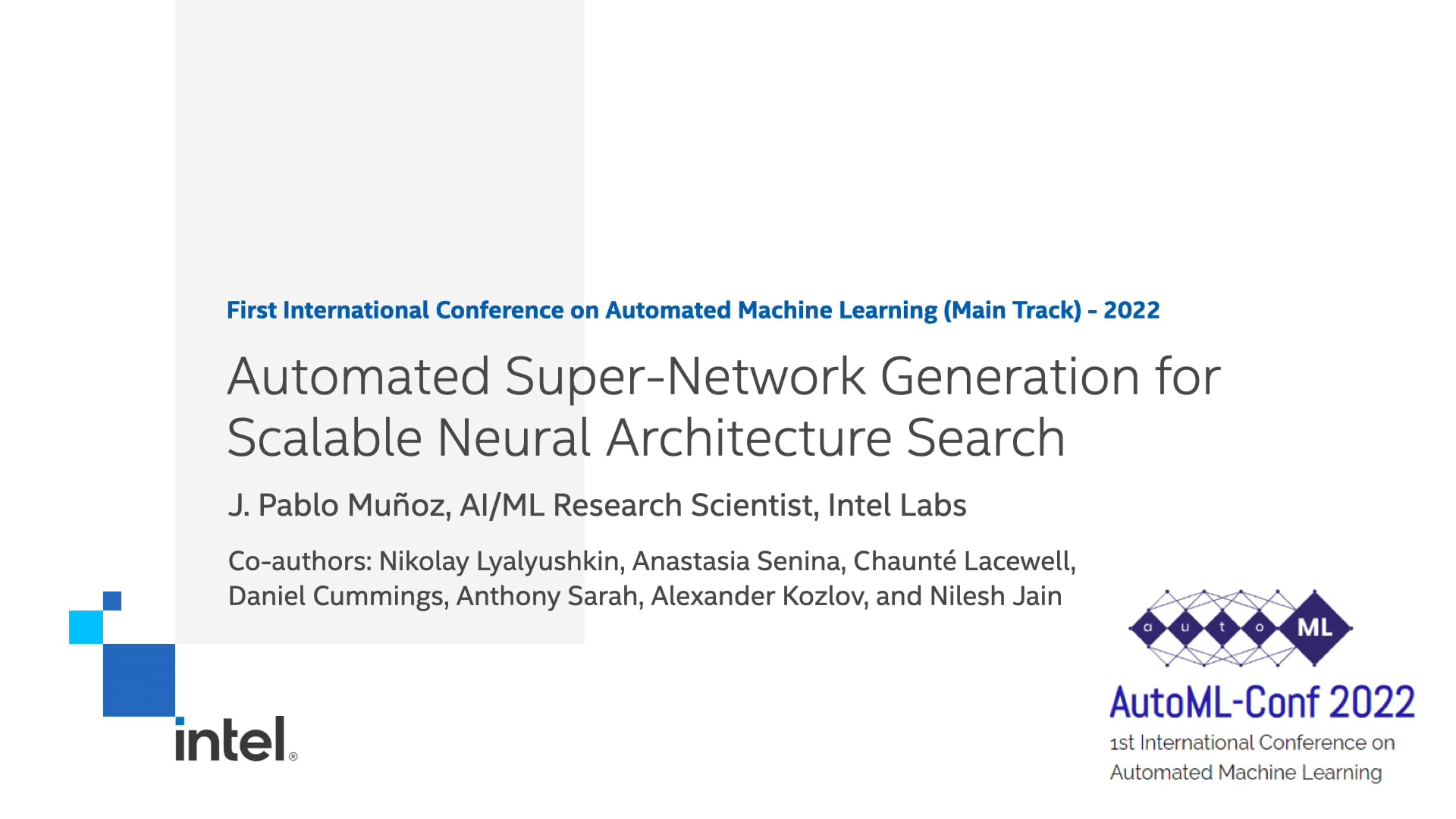 Automated SuperNetwork Generation for Scalable NAS - TEASER - AutoML Conf. 2022 on Vimeo