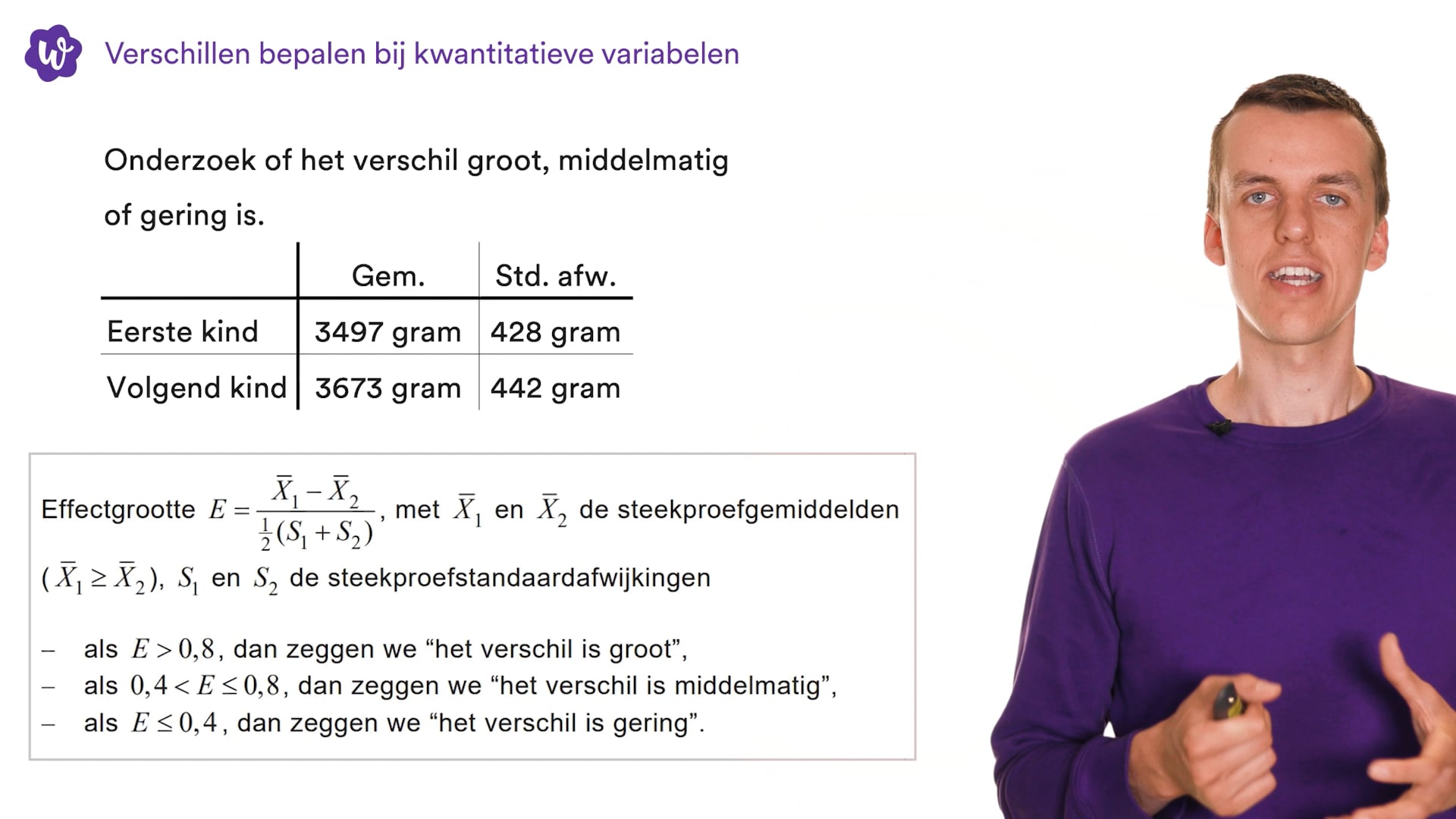 Verschillen bepalen bij kwantitatieve variabelen | StudyGo