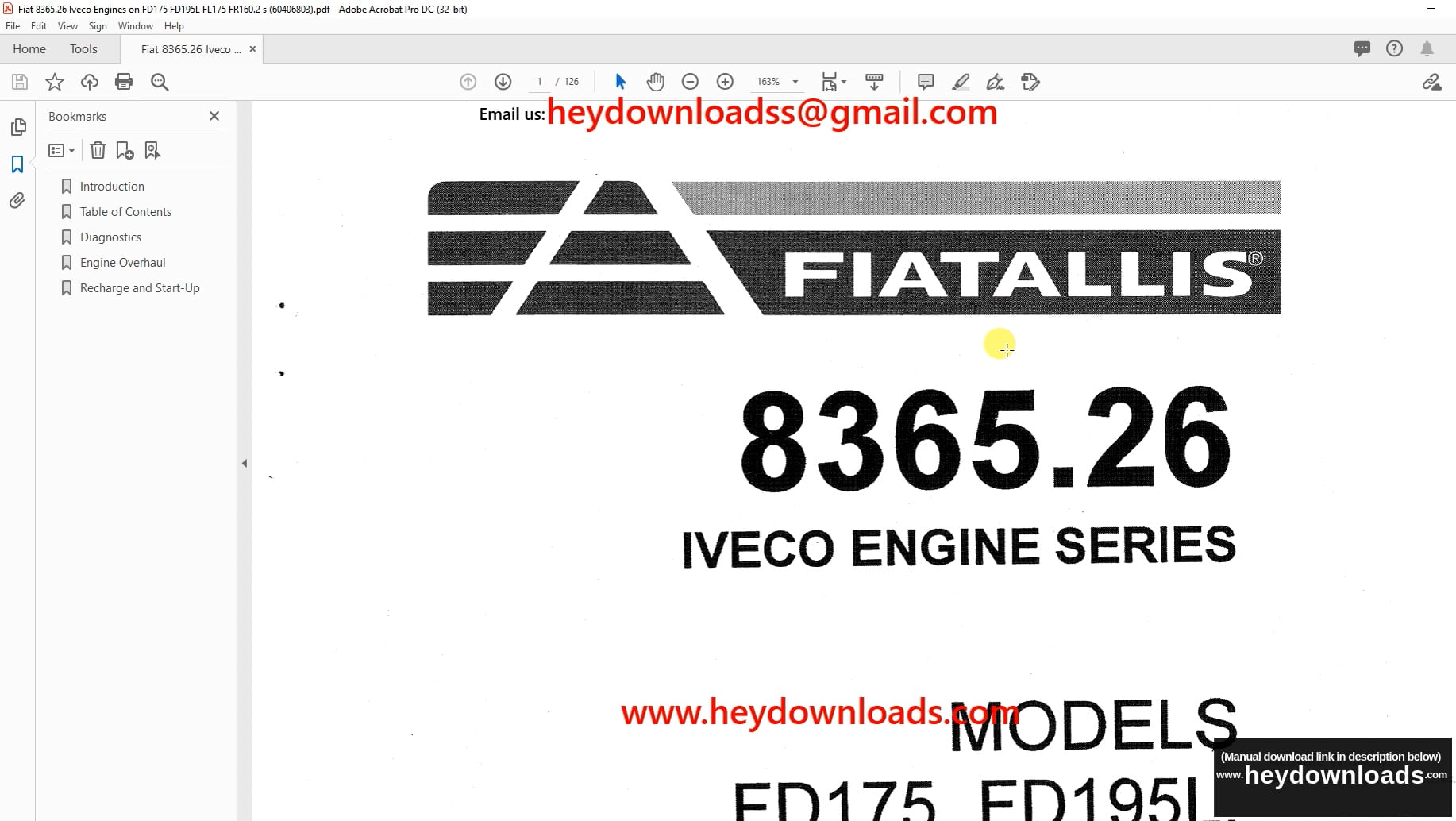 Fiatallis 8365.26 Iveco Engines Series FD175 FD195L FL175 FR160.2 ...