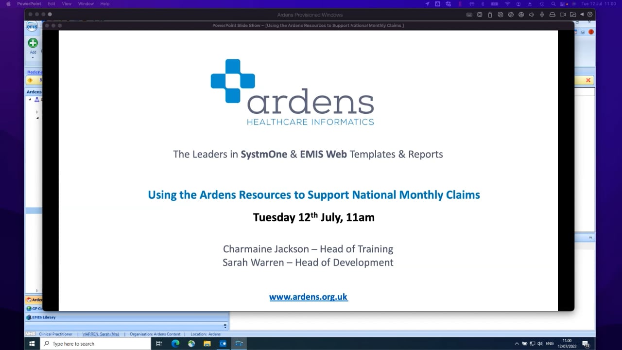 Using the Ardens Resources to Support National Monthly Claims on Vimeo