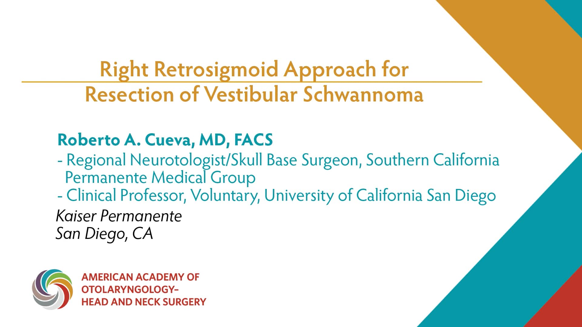 Retrosigmoid Approach for Resection of Vestibular Schwannoma on Vimeo