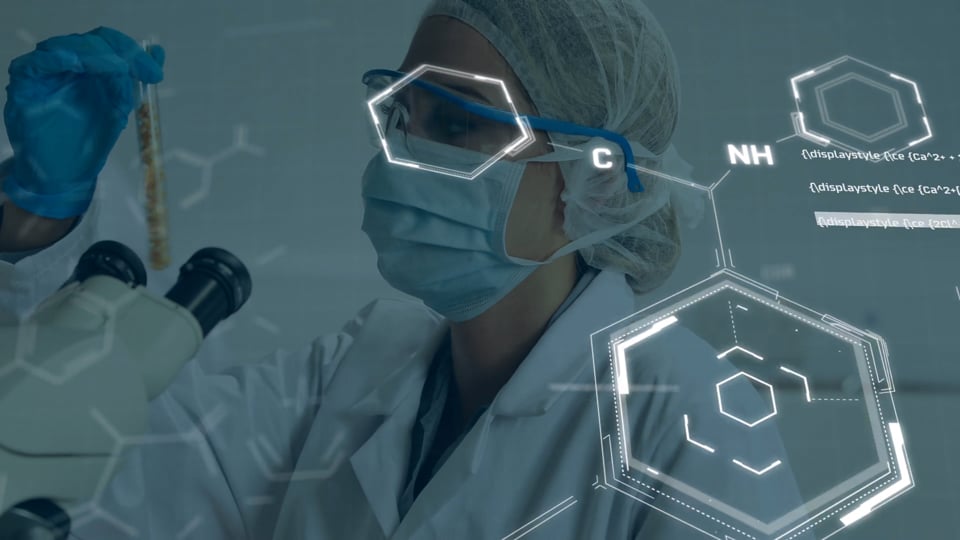 Animation Of Data Processing And Chemical Formulas Over Diverse Scientists Video From Pikwizard 