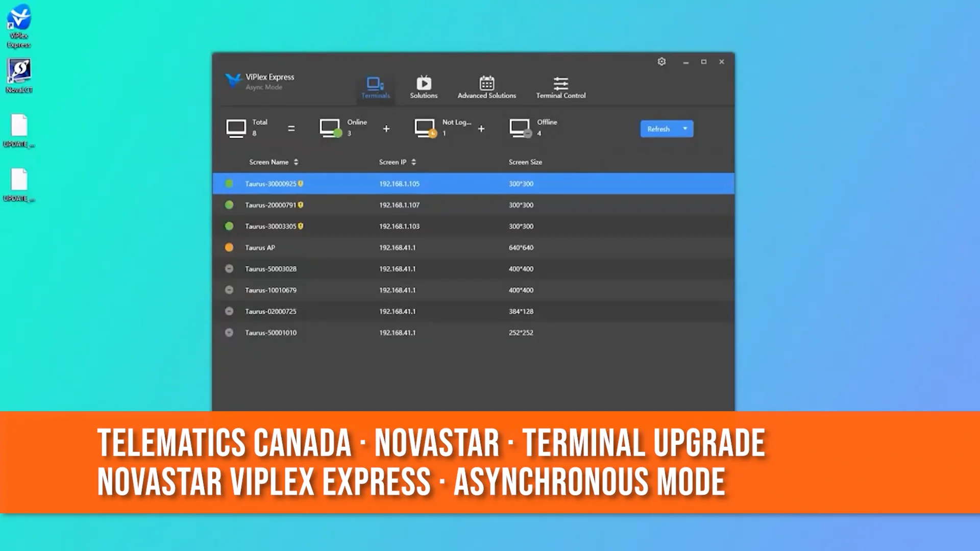 NovaStar ViPlex Express · Asynchronous Mode · (13) Terminal Upgrade