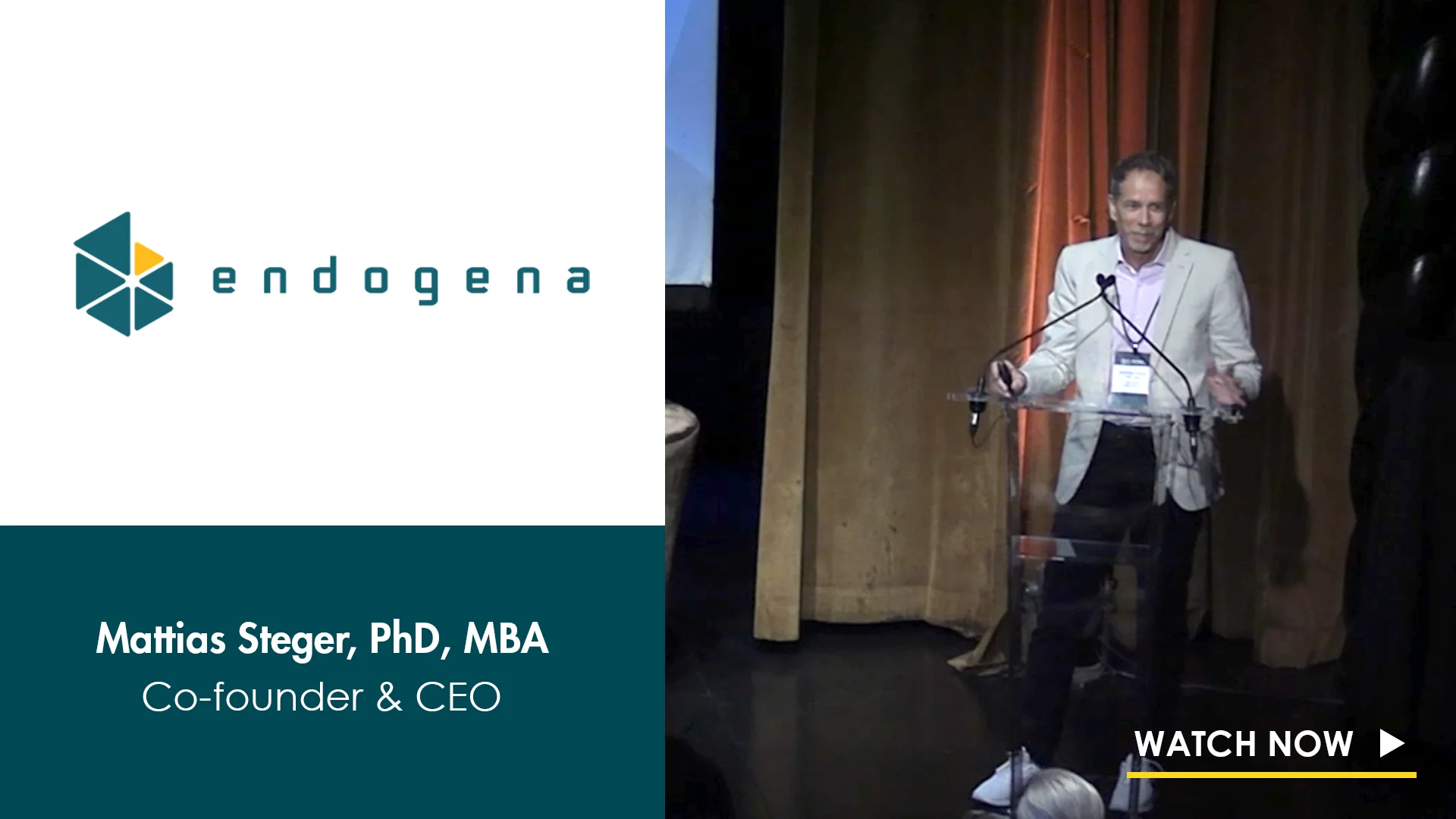 Endogena Therapeutics - Matthias Steger, PhD, MBA on Vimeo