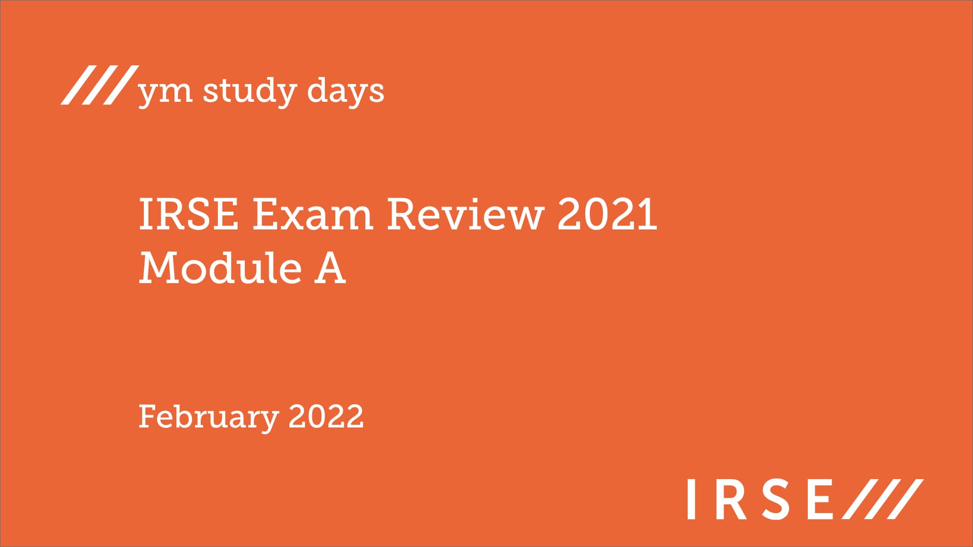 IRSE Exam Review 2022: Module A on Vimeo