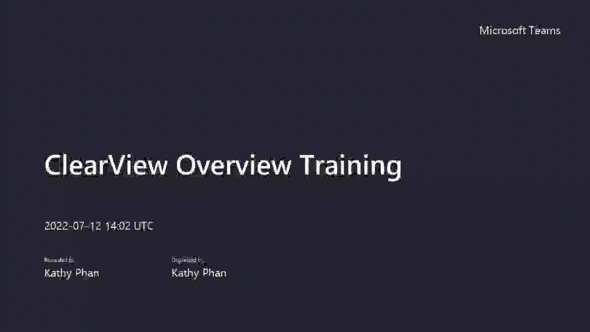 ClearView Webinars - ClearView Overview Training - 07.12.2022 on Vimeo