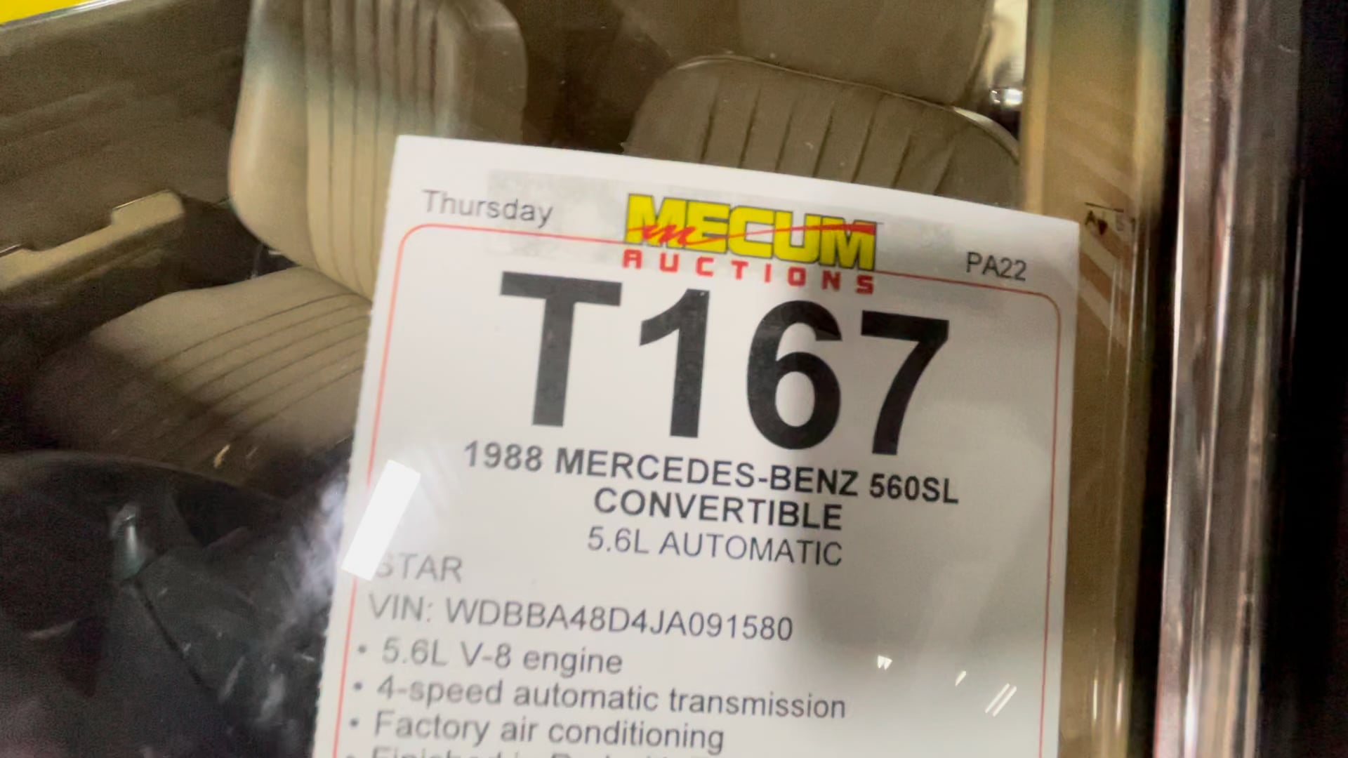 1988 Mercedes-Benz 560SL Convertible | T167 | Harrisburg 2022