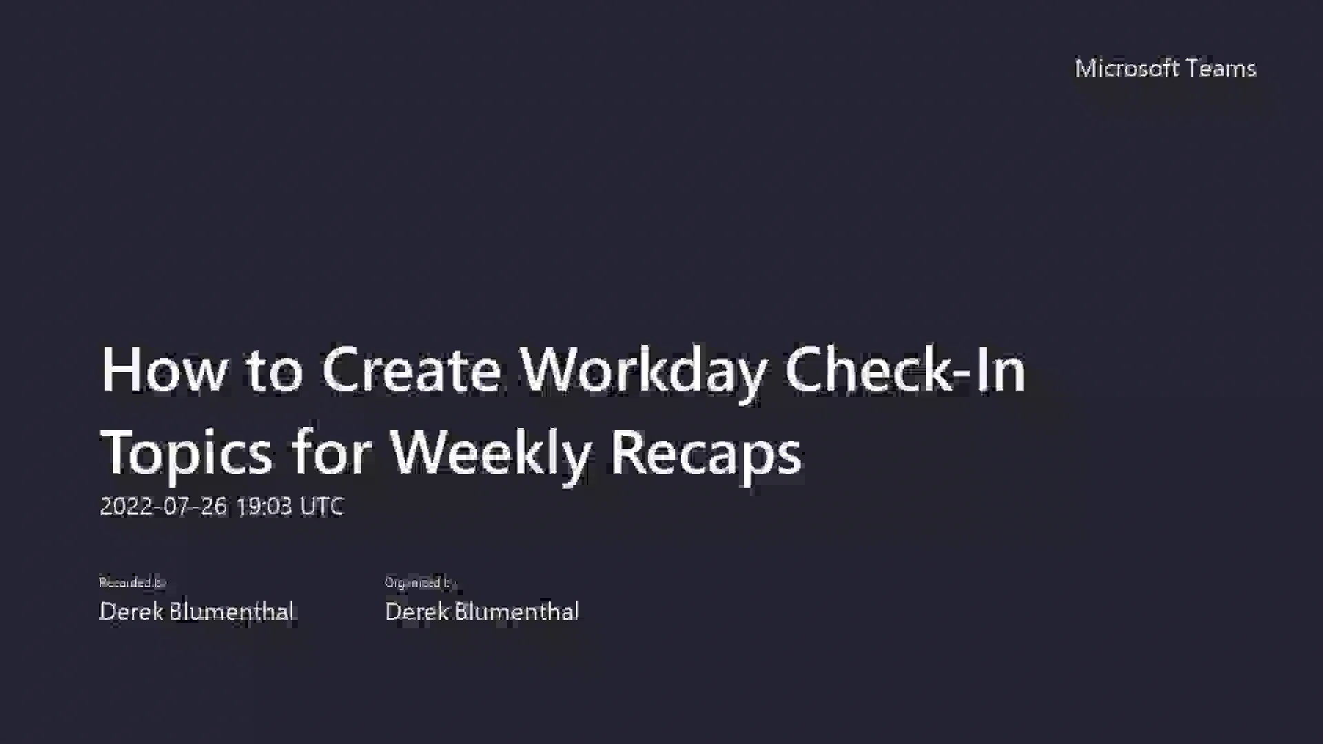 SGU Team Training Videos - How to Create Workday Check-In Topics for ...