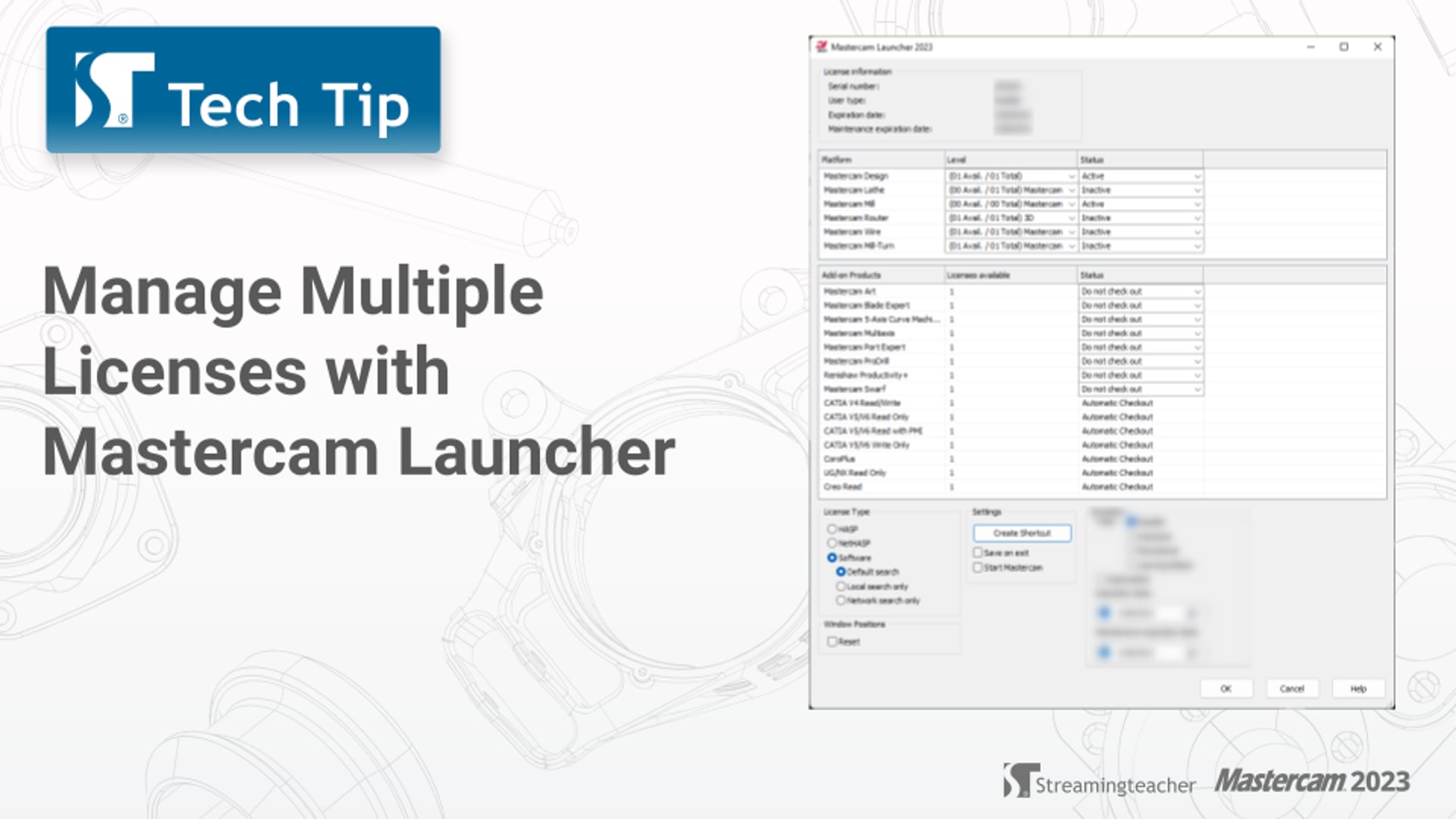 Mastercam 2023 Library - Manage Multiple Licenses with Mastercam Launcher Mastercam 2023 Library - Manage Multiple Licenses with Mastercam Launcher