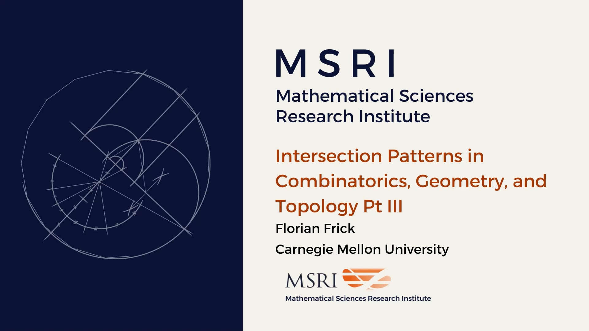 Intersection Patterns in Combinatorics, Geometry, and Topology Pt III ...