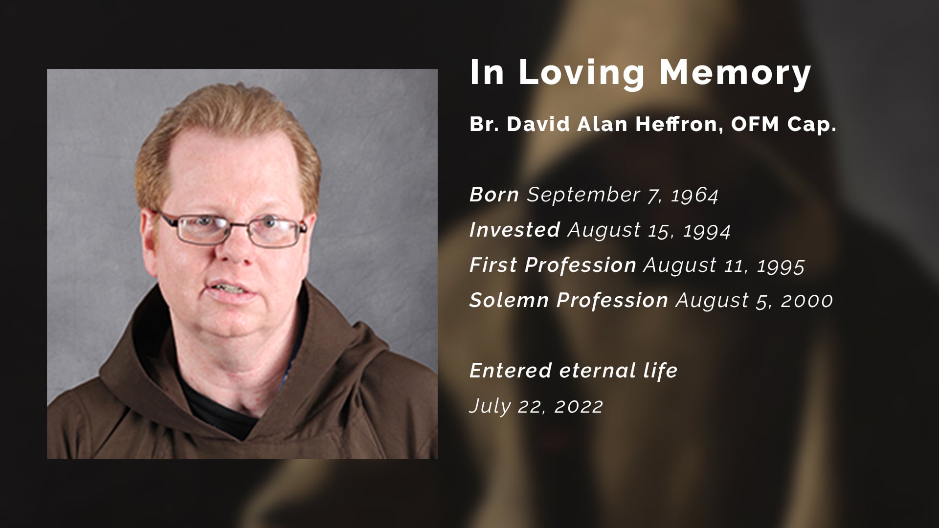 Funeral Liturgy for Br. David Alan Heffron, OFM Cap. on Vimeo