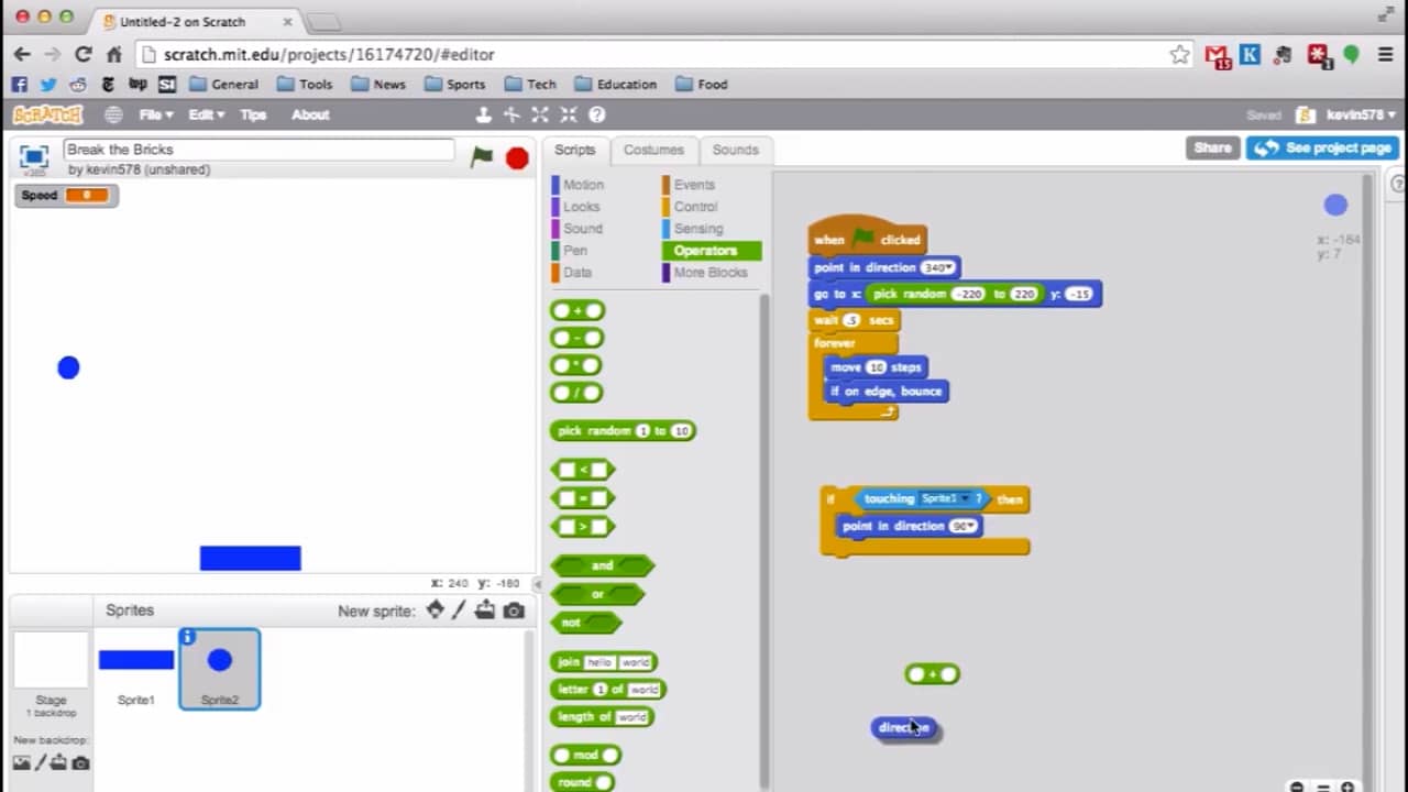 Scratch Tutorial_ Paddle and Brick Game_Seg 04 on Vimeo