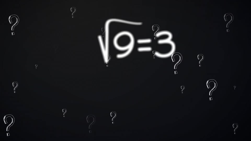 Multiple question mark symbols and mathematical equations floating ...