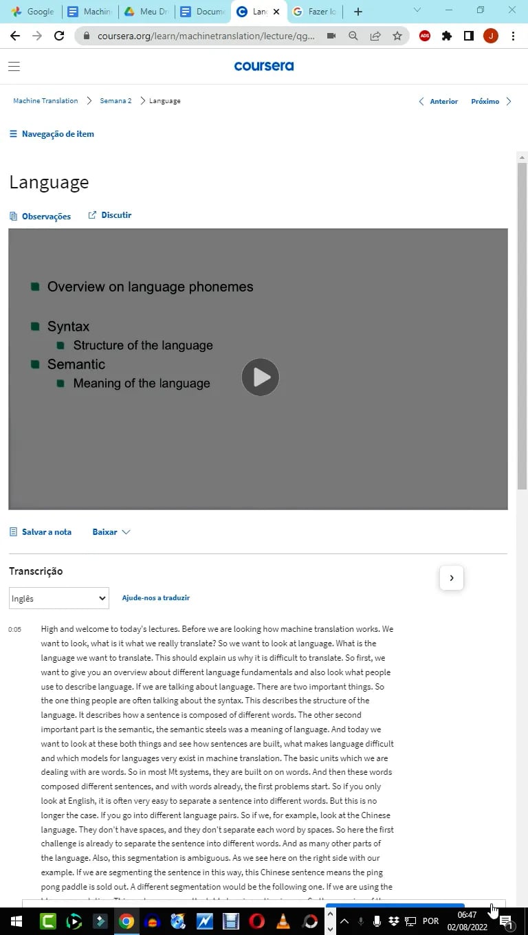 Coursera - Machine Translation - Language - 06 - 02/08/2022 06:47:52 on ...