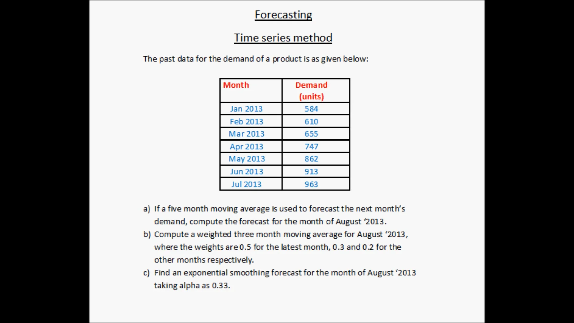 Forecasting - Time series methods - Example 1 on Vimeo