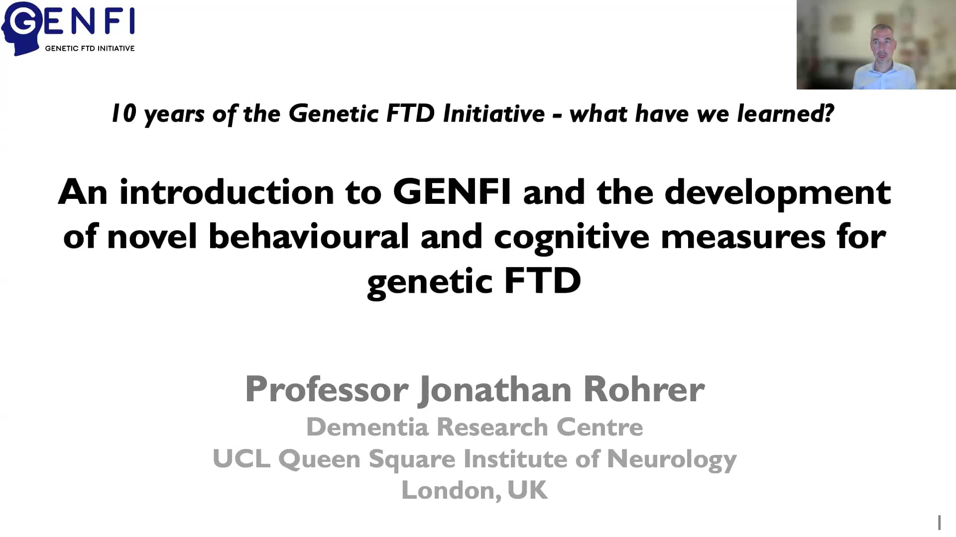 An introduction to GENFI and the development of novel behavioural and ...