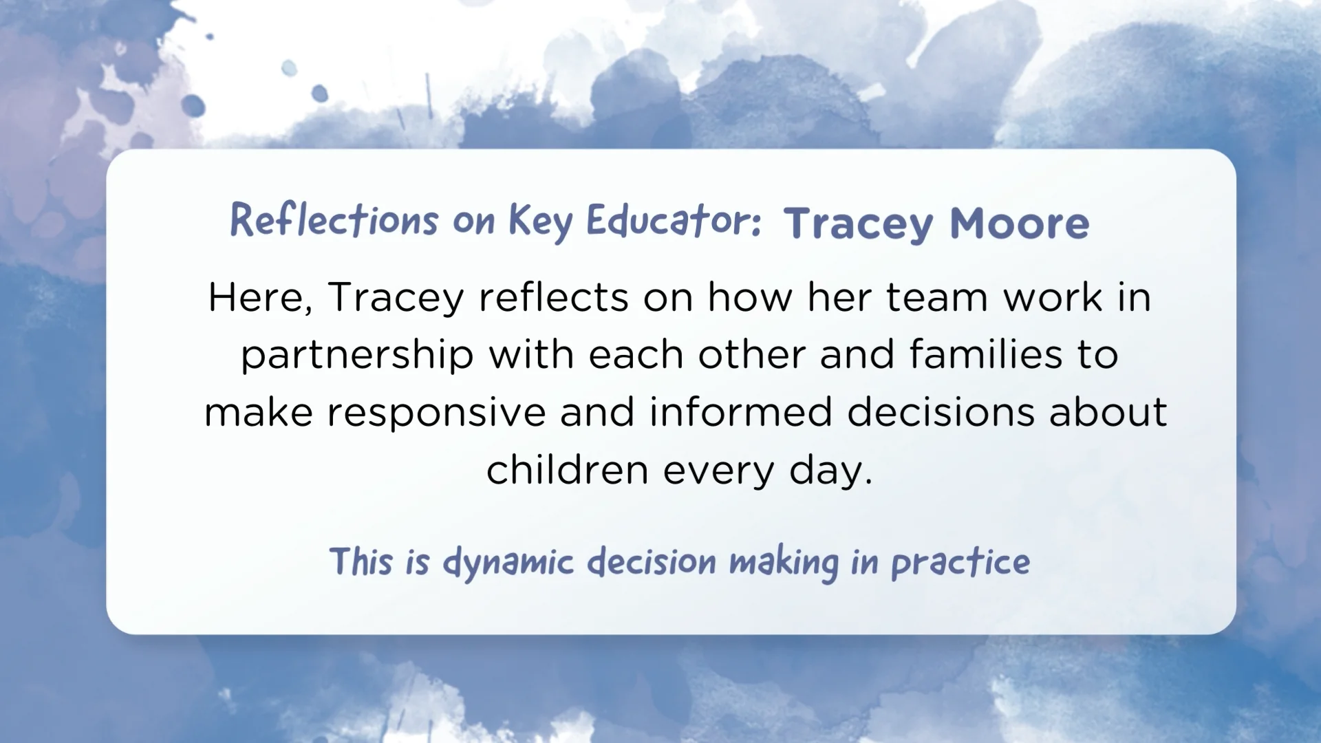 Key educator reflections. Tracey Moore.mp4 on Vimeo