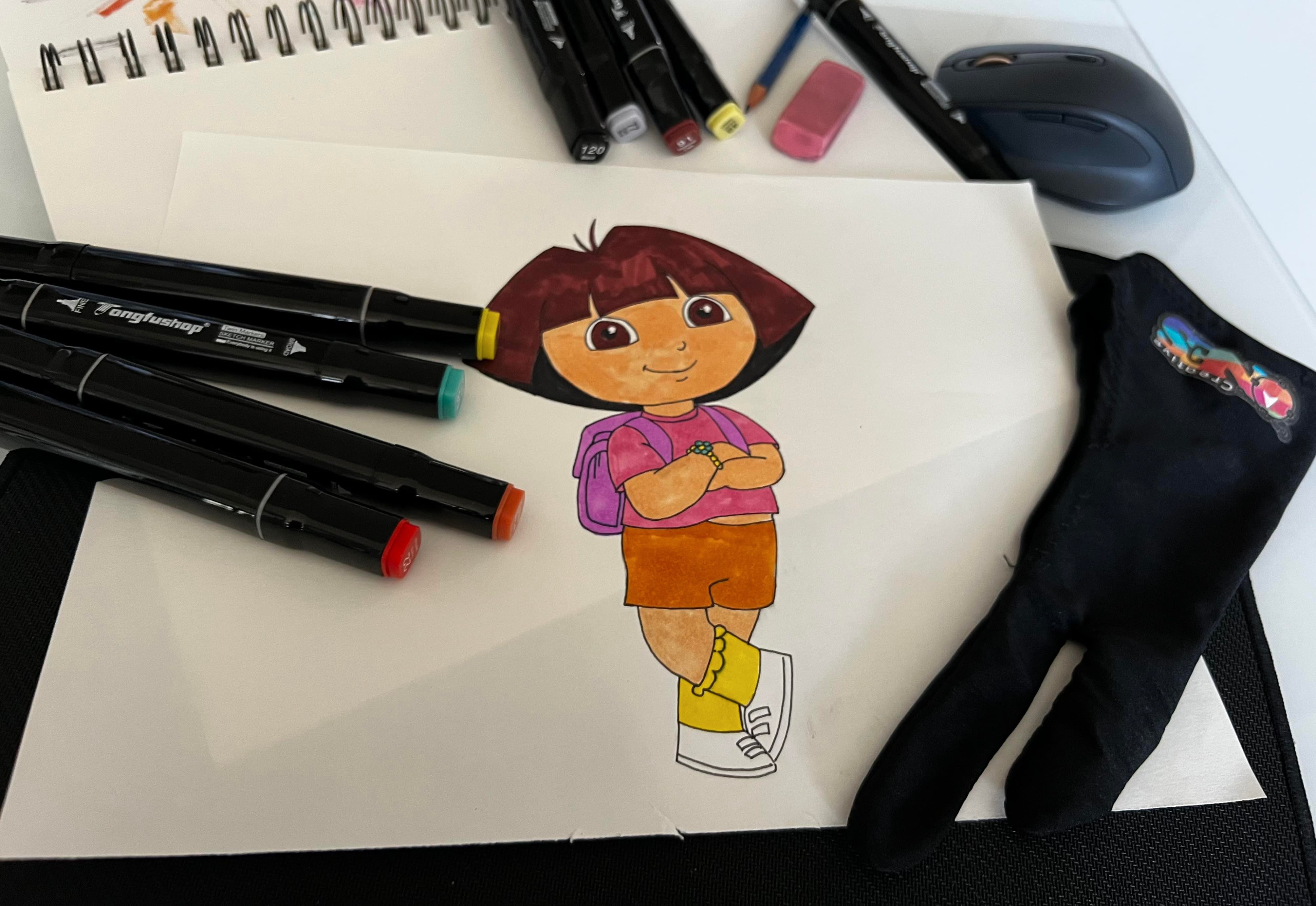 Drawing Dora on paper on Vimeo